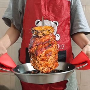 Barbecue Hack Vertical Skewers,Stainless Tacos Al Pastor Skewer Stand for Grill or Oven with 3 Spike,Removable Grilling Meat Spit for Grilling Al Pastor and Shawarma Brazilian Churrasco Chickens Kebab