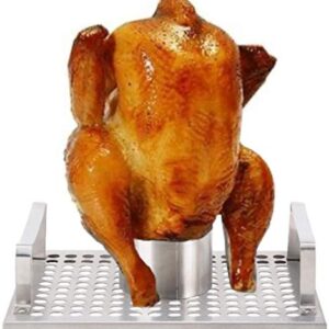 Duke Grills Omaha Beer Can Chicken Holder - Heavy Duty Stainless Steel Beer Chicken Stand for Grill, Oven, Smoker - Roast The Perfect Flavorful Chicken - Built in Handles