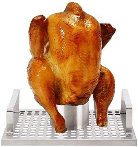 Duke Grills Omaha Beer Can Chicken Holder - Heavy Duty Stainless Steel Beer Chicken Stand for Grill, Oven, Smoker - Roast The Perfect Flavorful Chicken - Built in Handles