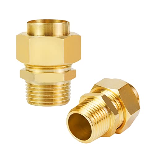 CSST Male NPT Fitting Kit 1/2'' Brass Natural Gas Quick Connect Adapter Grill Propane Conversion Connector 2 Pack