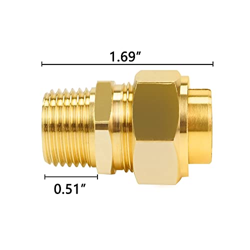 CSST Male NPT Fitting Kit 1/2'' Brass Natural Gas Quick Connect Adapter Grill Propane Conversion Connector 2 Pack