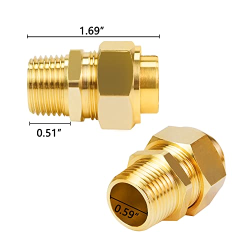 CSST Male NPT Fitting Kit 1/2'' Brass Natural Gas Quick Connect Adapter Grill Propane Conversion Connector 2 Pack