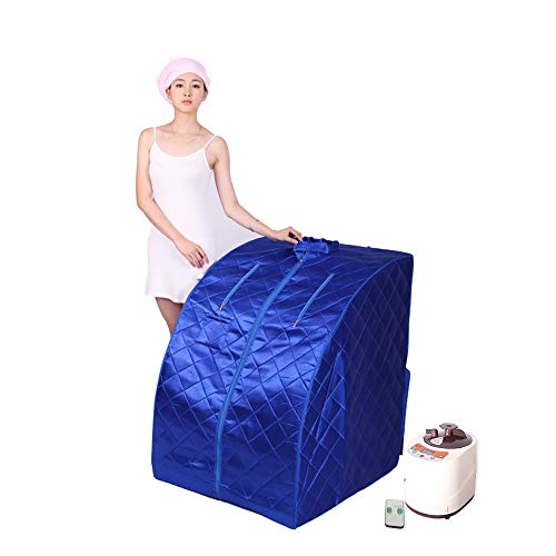 Smartmak Portable Steam Sauna, at Home Full Body One Person Spa Tent, 2L Steamer with Remote Control, eco-Friendly Indoor Weight Loss Detox Therapy, Herbal Box Included(US Plug)- Blue