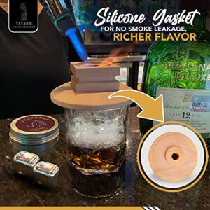 Cocktail Smoker Kit with Torch, Whiskey Stones, Bourbon Smoker Kit for Cocktail & Drinks, 4 Flavors Wood Chips. Whiskey Smoker Infuser Kit with Silicon Gasket for Bartender & Home Bar Accessories