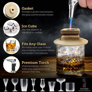 Cocktail Smoker Kit with Torch, Whiskey Stones, Bourbon Smoker Kit for Cocktail & Drinks, 4 Flavors Wood Chips. Whiskey Smoker Infuser Kit with Silicon Gasket for Bartender & Home Bar Accessories