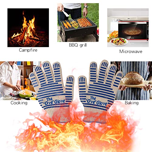 VIGIND BBQ Gloves - 932℉ Extreme Heat Resistant Grill Gloves,Silicone Non-Slip Cooking Gloves,Hot Surface Handler Grill Gloves for Baking,Cooking and Welding Camping,Fit for Women