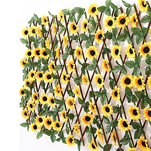 ASSR Artificial Sunflower Leaf Faux Ivy Expandable/Stretchable Privacy Fence Screen,Faux Ivy Fencing Panel Wall Decor for Balcony Patio