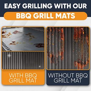 Large Non-Stick BBQ Grill Mat by Linda's Essentials (3 Pack) - Reusable Heat Resistant BBQ Mats for Grilling - Must Have BBQ Accessories Grill Mats for a Easy Clean