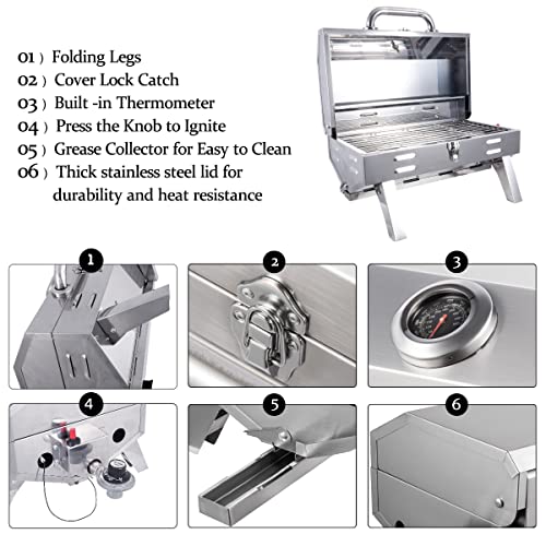 Marada Propane Propane Grill Stainless Steel 20,000 BTU Stainless Steel