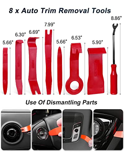 LAYUNI Car Tool Kit de emergencia para automóvil de 18 piezas con cuña para Ventana de automóvil, cuña de aire agarrador de Largo alcance, herramienta de extracción de recorte automático