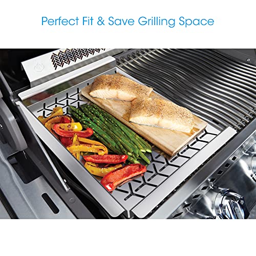 Unicook Grill Topper 16 Inch, premium Vegetable Grill Basket, Warp-Free Stainless Steel Grill Pan, Heavy Duty BBQ Tray Accessories for Grilling Veggie Seafood Meat and Kabob