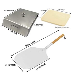 Universal Stainless Steel Grill Top Pizza Oven Kit with Pizza Stone Pizza Peel Pizza Cutter Pizza Shovel for Most Gas Grills Flat Top Grills Griddles Firepit- Set of 7 Pizza Baking Pizza Accessories