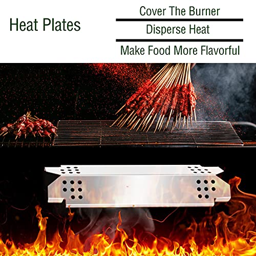 Damile 14.6" Grill Heat Plates Heat Shield Flame Tamer Burner Covers, BBQ Grill Replacement Parts for Nexgrill 720-0830H, 720-0864, 720-0888, 720-0888N, Members Mark 720-0882D, BBQ Pro 122.47207610