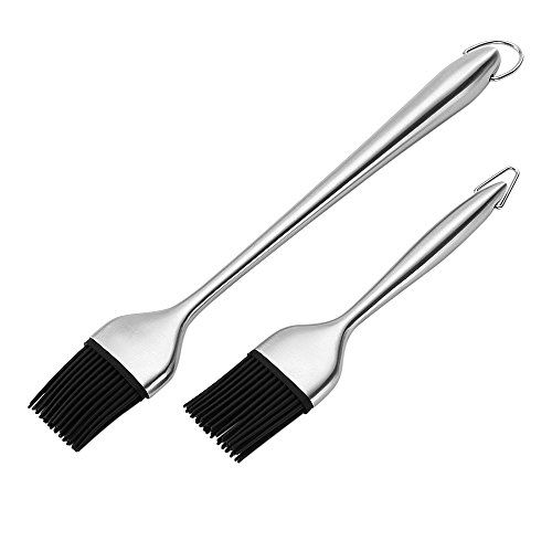 HQY 2 Pack Heavy-duty BBQ Basting Brush,12 Inch & 7 Inch-Great For BBQ Meat,Cakes And Pastries