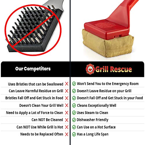 Grill Rescue BBQ Replaceable Scraper Cleaning Head, Bristle Free - Durable and Unique Scraper Tools for Cast Iron or Stainless-Steel Grates, Barbecue Cleaner (Grill Brush)