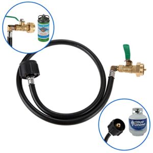 Updated Propane Refill Adapter Hose 36" Propane Extension Refill Hose with ON/Off Control Valve for 1 LB Propane Gas Tank, QCC1/Type1 Inlet Propane Tank Refill Adapter, 350PSI High Pressure Camping