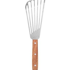 New Star Foodservice 43068 Wood Handle Fish Spatula, 6.5" Blade, Silver