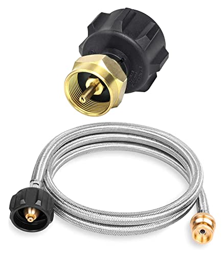 GASPRO Propane Refill Adapter, and 5FT Propane Adapter Hose 1lb to 20lb, Fit for 5-40lb Propane Tank