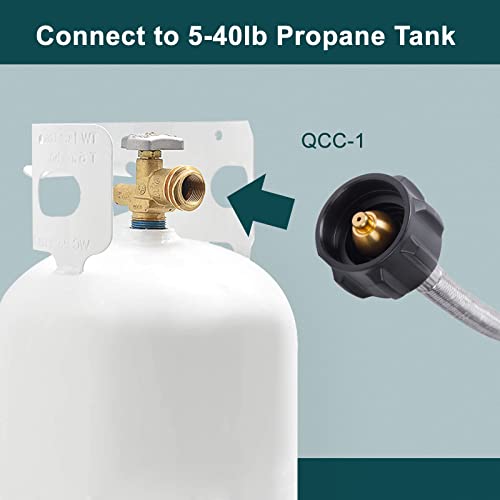 GASPRO Propane Refill Adapter, and 5FT Propane Adapter Hose 1lb to 20lb, Fit for 5-40lb Propane Tank