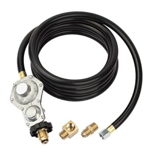 f273684 12 ft propane tank hose with two stage regulator compatible with mr heater big buddy heaters, rv, grill, gas stove, range, with pol interface, replacement for mr heater propane heater hose kit