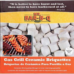 Mr. Bar-B-Q 06000Y Ceramic Gas Grill Self Cleaning Briquettes, Replacement for Lava Rocks, Cleaner Cooking, Gas Grill Briquettes for BBQ Grill, EMW8015680, 60 Count