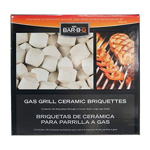 Mr. Bar-B-Q 06000Y Ceramic Gas Grill Self Cleaning Briquettes, Replacement for Lava Rocks, Cleaner Cooking, Gas Grill Briquettes for BBQ Grill, EMW8015680, 60 Count