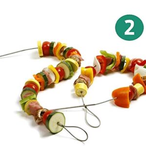 Stainless Steel Flexible Skewers Set of 2 - Metal Kebab BBQ Skewers – Perfect for Closed Lid BBQ Grilling Or *Ninja type grills