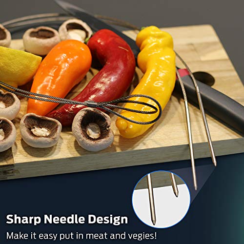 Stainless Steel Flexible Skewers Set of 2 - Metal Kebab BBQ Skewers – Perfect for Closed Lid BBQ Grilling Or *Ninja type grills