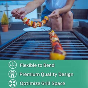 Stainless Steel Flexible Skewers Set of 2 - Metal Kebab BBQ Skewers – Perfect for Closed Lid BBQ Grilling Or *Ninja type grills