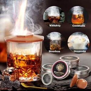 Cocktail Smoker Kit with Torch (No Butane) – Old Fashioned Kits Bourbon Whiskey Smoker Kit with 4 Wood Chips of Cherry, Oak, Apple, Pecan Chips, 4 Ice Cube, Brush,Filter,Spoon Ideal Gifts for Men