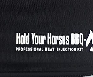 Hold Your Horses BBQ Siphon Meat Marinade Injector Kit with CASE, (2) Commercial Grade Syringe Needles for Turkey, Pork, Brisket