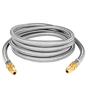 Breezliy 10 Feet High Pressure Braided Propane Hose Extension with Conversion Coupling 3/8" Flare to 1/2" Female NPT 1/4" Male NPT 3/8" Male NPT 3/8" Male Flare for Fire Pit,RV,Heater,BBQ Grill,etc