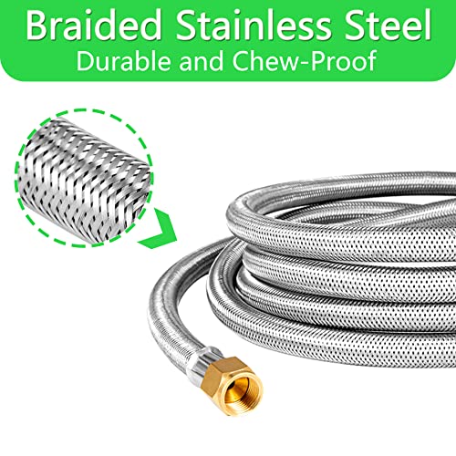 Breezliy 10 Feet High Pressure Braided Propane Hose Extension with Conversion Coupling 3/8" Flare to 1/2" Female NPT 1/4" Male NPT 3/8" Male NPT 3/8" Male Flare for Fire Pit,RV,Heater,BBQ Grill,etc