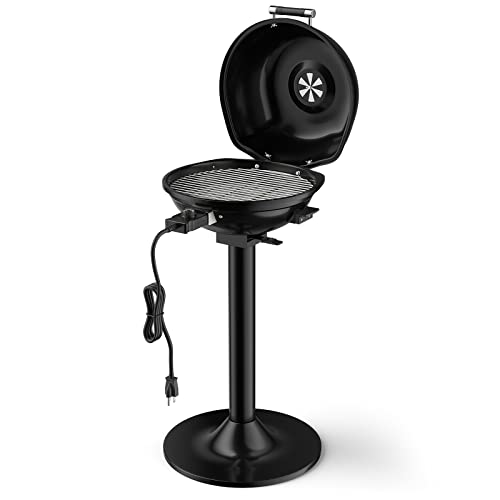 Giantex Electric Grill, 1600W Portable Barbecue Grill with Removable Non-Stick Grilling Rack, Adjustable Temperature, Oil Drip Tray, for Indoor Outdoor Picnic Camping Backyard Cooking, Black