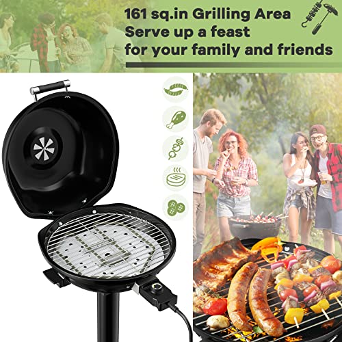 Giantex Electric Grill, 1600W Portable Barbecue Grill with Removable Non-Stick Grilling Rack, Adjustable Temperature, Oil Drip Tray, for Indoor Outdoor Picnic Camping Backyard Cooking, Black