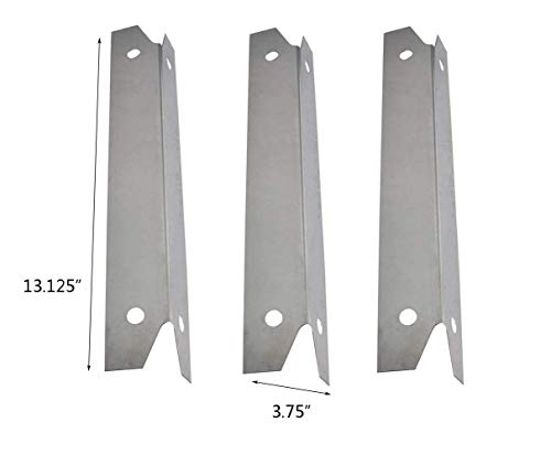 Votenli S9061A(3-Pack) S1048A(3-Pack) Replacement 13 1/8 inches Stainless Steel Heat Plates and Stainless Steel Grill Burner Crossover Tube for Brinkmann 810-3330-S,810-3331-F