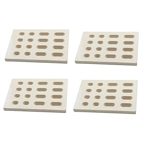 Hongso 7 1/16" CRB65504 (4-Pk) Universal Replacement Heat Plate Flame Tamer, Ceramic Brick Flame Tamer, Ceramic Radiant Replacement for BARBEQUES Galore Grand Turbo