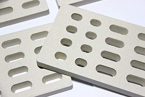 Hongso 7 1/16" CRB65504 (4-Pk) Universal Replacement Heat Plate Flame Tamer, Ceramic Brick Flame Tamer, Ceramic Radiant Replacement for BARBEQUES Galore Grand Turbo