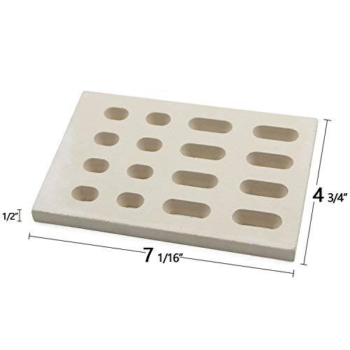 Hongso 7 1/16" CRB65504 (4-Pk) Universal Replacement Heat Plate Flame Tamer, Ceramic Brick Flame Tamer, Ceramic Radiant Replacement for BARBEQUES Galore Grand Turbo