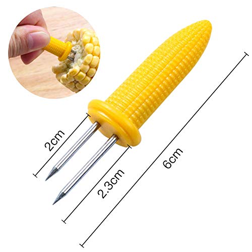 CandyHome 20 Pack Stainless Steel Corn Holders Corn on The Cob Skewers for BBQ Twin Prong Sweet Corn Holder Home Cooking Fork