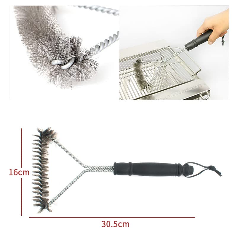 BBQ Brush for Grill Cleaning – Grilling Accessories for Outdoor Barbeque 12 Inch Heavy Duty Grills Cleaner with Safe Stainless Steel Brushes & Bristle Free Wire Scrubber for Porcelain Grates F-245