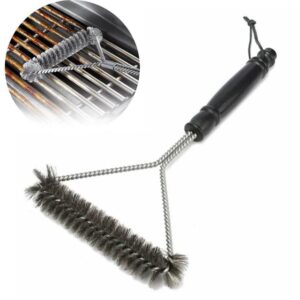 BBQ Brush for Grill Cleaning – Grilling Accessories for Outdoor Barbeque 12 Inch Heavy Duty Grills Cleaner with Safe Stainless Steel Brushes & Bristle Free Wire Scrubber for Porcelain Grates F-245