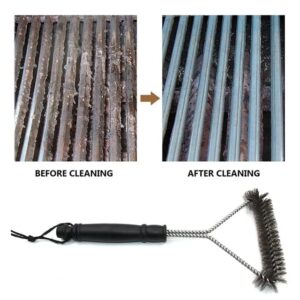 BBQ Brush for Grill Cleaning – Grilling Accessories for Outdoor Barbeque 12 Inch Heavy Duty Grills Cleaner with Safe Stainless Steel Brushes & Bristle Free Wire Scrubber for Porcelain Grates F-245