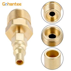 gohantee Propane Brass Adapter Quick Connect Fitting 1/4" Disconnect Plug kit with 1lb Bottle Tank Thread for RV Portable BBQ Camper Grill Hook Up Trailer