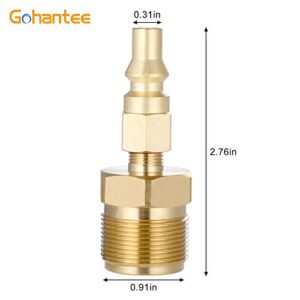 gohantee Propane Brass Adapter Quick Connect Fitting 1/4" Disconnect Plug kit with 1lb Bottle Tank Thread for RV Portable BBQ Camper Grill Hook Up Trailer