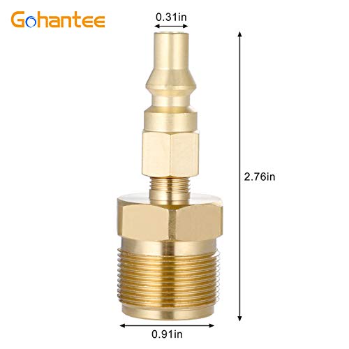 gohantee Propane Brass Adapter Quick Connect Fitting 1/4" Disconnect Plug kit with 1lb Bottle Tank Thread for RV Portable BBQ Camper Grill Hook Up Trailer