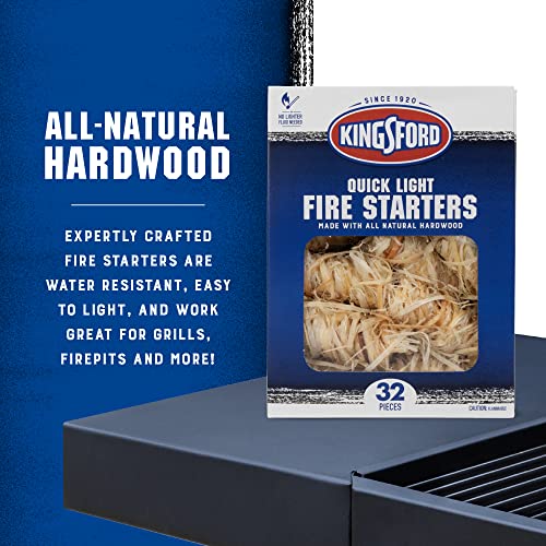 Kingsford Quick Light Fire Starters | Wooden Fire Starters Made with All Natural Hardwood for Grilling, Campfires, & Outdoor Fireplaces | 32 Count Fire Starter Rolls