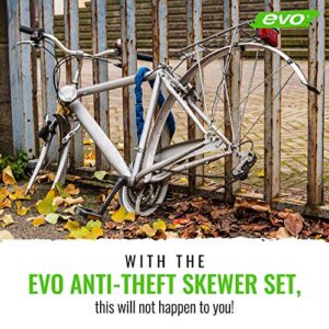 evo Quick Release Skewer Set, 3 Piece Anti-Theft Locking Skewers with Key