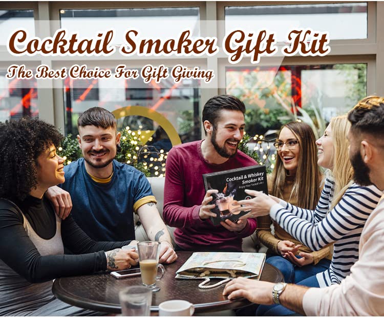 Cocktail Smoker Kit with Torch,whiskey smoker kit with Four Flavors Wood Smoked Chips，Bourbon Smoker Kit For Whiskey,Drink,Bourbon，Old Fashioned Smoker Kit For Men, Dad, Husband (Without Butane)