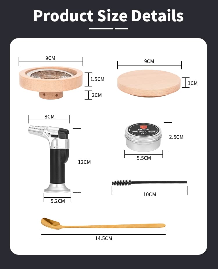 Cocktail Smoker Kit with Torch,whiskey smoker kit with Four Flavors Wood Smoked Chips，Bourbon Smoker Kit For Whiskey,Drink,Bourbon，Old Fashioned Smoker Kit For Men, Dad, Husband (Without Butane)